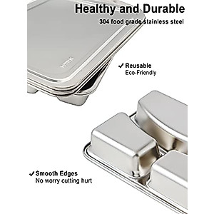 VENTION Stainless Steel Kids Plates with Lids, Divided Plates for Kids, 3 Compartment Kids and Toddler Plates, 2 Pack