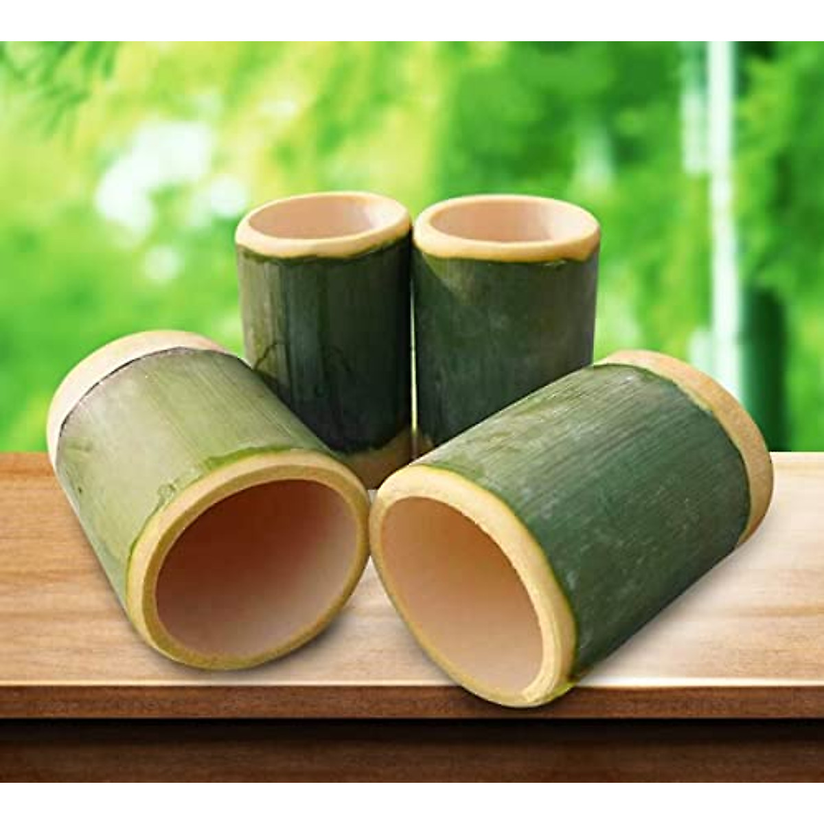 WellieSTR 1PC (L/Dia.12~14cm/H 15CM) Natural Bamboo Cup Home Decoration Keys Pens Storage Bamboo Crafts Christmas Birthday Friend Gifts,Bamboo Wrapped Sticky Rice Steamer,Chinese Snack Tool
