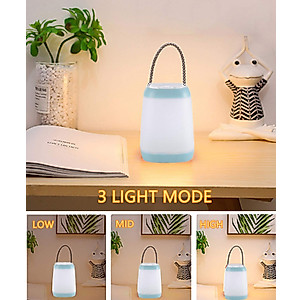 Hathdia Night Light for Kids, USB Rechargeable Nursery Lamp Portable Camping Lantern with 3 Light Modes for Camping,Emergency,Bedroom,Indoor and Outdoor(Cyan, 1 Pack)