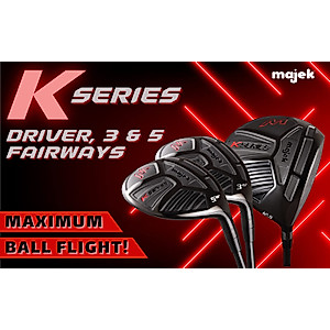 Senior Men's Majek K-Series High Launch 460cc 12.5° Driver and 3 5 Fairway Wood Set Golf Clubs, Right Handed Senior Flex with Men's Senior Size Black Pro Velvet Grips
