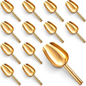 Roshtia 12 Pieces Gold Ice Scoops 5 oz Stainless Steel Mini Scoop Candy Scoops for Kitchen Dispenser Buffet Jars, Scooping Coffee Bean, Sugar, Flour, Spice