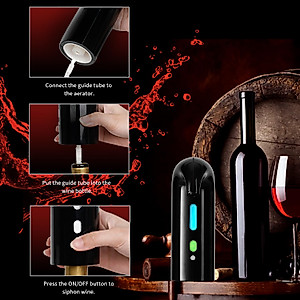 Ludkim Electric Wine Opener Set, All-in-One Wine Gift Set With Electric Aerator Dispenser, Automatic Electric Corkscrew, Automatic Saver Vaccum Pump, Foil Cutter and Gift Box