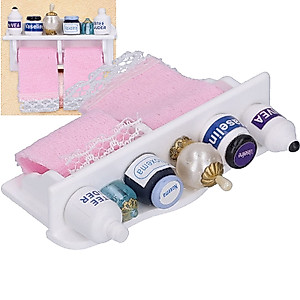 Dollhouse Wooden Towel Rack Bottles, 1:12 Simulation Miniature Furniture Model Toy for Dollhouse Bathroom Decoration Accessories