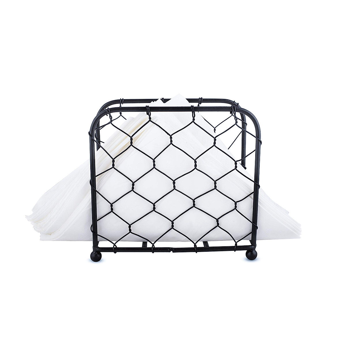 GoCraft Chicken Wire Napkin Holder | Rustic Farmhouse Napkin holder for Kitchen (Black Finish)