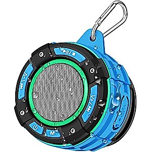 BassPal Bluetooth Speaker IPX7 Waterproof Shower Speakers Bluetooth Wireless Shower Radio with 10W 15 Hours Playtime, TWS, Loud Stereo Sound for Shower Hiking Camping (Blue)