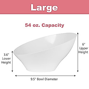 PARTY BARGAINS Angled Plastic Bowls - [5 Pack] White, Heavy-duty Premium Quality Large Serving Bowl, Excellent for Weddings, Baby & Bridal Showers, Parties & More