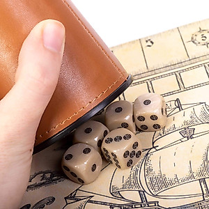 Pirates & Cowboys Family Dice Game Themed Bundle - Liar's Dice and Last Chip Standing Travel-Size Game - Premium Dice Cups, Custom Bullseye Dice, Neoprene Play Mat