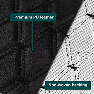 1 Yard Vinyl Faux Leather Quilted Fabric with 0.27" Foam Backed,63"Wide Leather Material for DIY Upholstery,1.9"×2.7"Diamonds Pattern,Black(Black Thread)