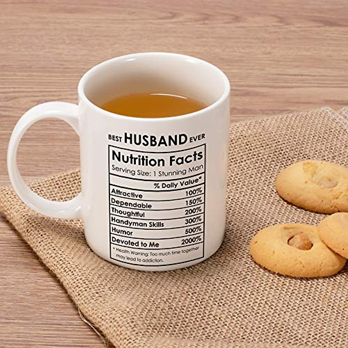 Best Husband Ever Gifts Coffee Mug, Valentines Day Gift for Husband, Birthday Gifts from Wife for Husband, Nutrition Facts Mugs, White, 11oz