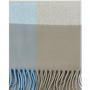 D&Y Unisex Classic Softer Than Cashmere Plaid Fringe End Scarf, Blue