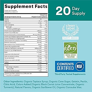 SmartyPants Prenatal Vitamins for Women, Multivitamin Gummies: Omega 3 Fish Oil (EPA/DHA), Biotin, Methylfolate, Vitamin D3, C, Vitamin B12, B6, Vitamin A, K & Zinc, 80 Count (20 Day Supply)