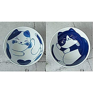 Minorutouki Cat Design"NEKOCHIGURA" Rice Bowl MIKE & HACHIWARE Small Size 2 pattern set φ4.6×H2.4in 6.63oz Made in Japan