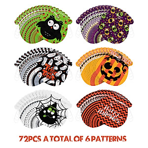 Amosfun 72pcs Halloween Drawstring Treat Bags - Trick or Treat Party Goodie Bags Large Size Candy Bags Halloween Party Favors