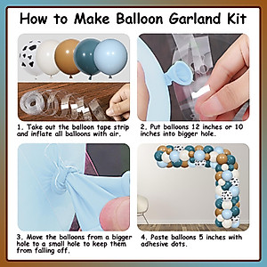 Cowboy Baby Shower Decorations for Boy, Western Rodeo Theme Retro Blue Balloon Garland Arch Kit, A Little Cowboy Is On the Way Backdrop Pregnancy Celebration Party Supplies