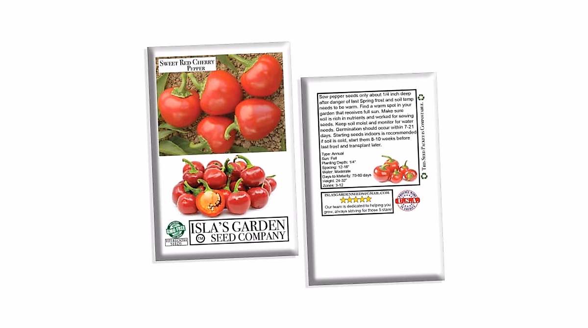 Sweet Red Cherry Pepper Seeds for Planting, 25+ Heirloom Seeds Per ...