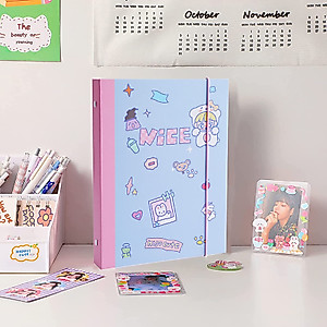 QiuchenYH A5 Binder Photocard Album with 25Pcs Inner Pages 3 Inch Photo Album Sleeves Kpop Photocard Holder Photocard Collect Book for Pictures Cards Storage Blue