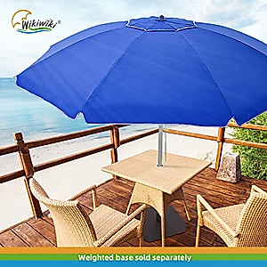 wikiwiki 7FT Beach Umbrella for Sand, Portable Sunshade Umbrella with Sand Anchor, Carry Bag, Push Button Tilt, Air Vents, SPF60+ Protection Sun Shelter for Sand and Outdoor Activities (Blue)