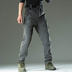 Men's Tactical Pants, Military Combat BDU/ACU Cargo Pants, Water Resistant Ripstop Work Pants, Hiking Outdoor Apparel Gray