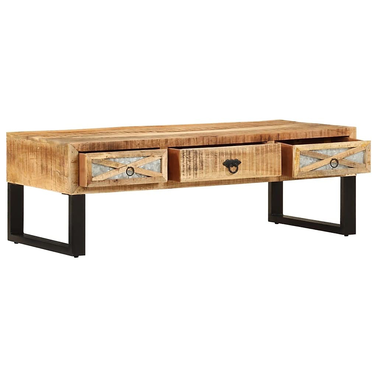 QJBSAVVA Coffee Table 43.3"x19.7"x15" Solid Mango Wood,Entrance Table Tray Tables Center Table Low Table Suitable for Meeting Rooms, Reception Rooms, Offices