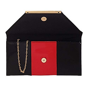 JNB Patent Color Block Envelop Clutch, Red/Black