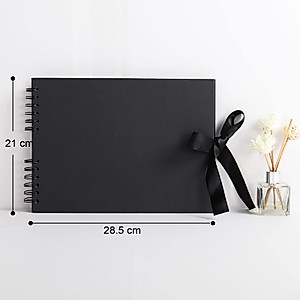 Vienrose 80 Pages Scrapbook Album DIY Scrap Book Photo Albums Thick Kraft Scrapbooking Kit for Wedding Birthday Christmas Mother's Day, Black 11x8 Inches