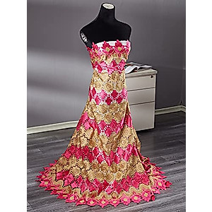 KAJURUI African Lace Fabric Water Soluble Guipure Lace Fabric 5 Yards Nigerian Embroidery Cord Fabric for Wedding