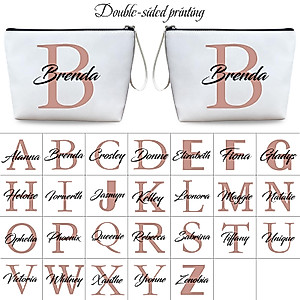 ubmpj Personalized Makeup Bag PU Leather Waterproof Custom Monogrammed Cosmetic Bag with Inner Pocket Gift for Wedding Birthday Christmas Bride Bridesmaid Friends