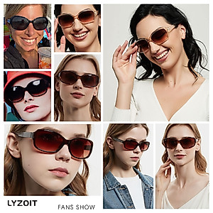 LYZOIT Small Square Sunglasses for Women Classic Vintage UV Protection Sun glasses Havana Frame 2 Pack Wrap Shades Black Tortoise
