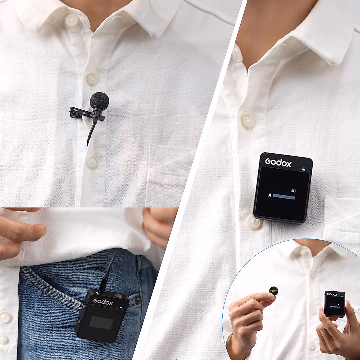 GODOX MoveLink II M2 Wireless Lavalier Microphone System with GAC-IC5 3.5mm to USB Type-C Adapter Cable