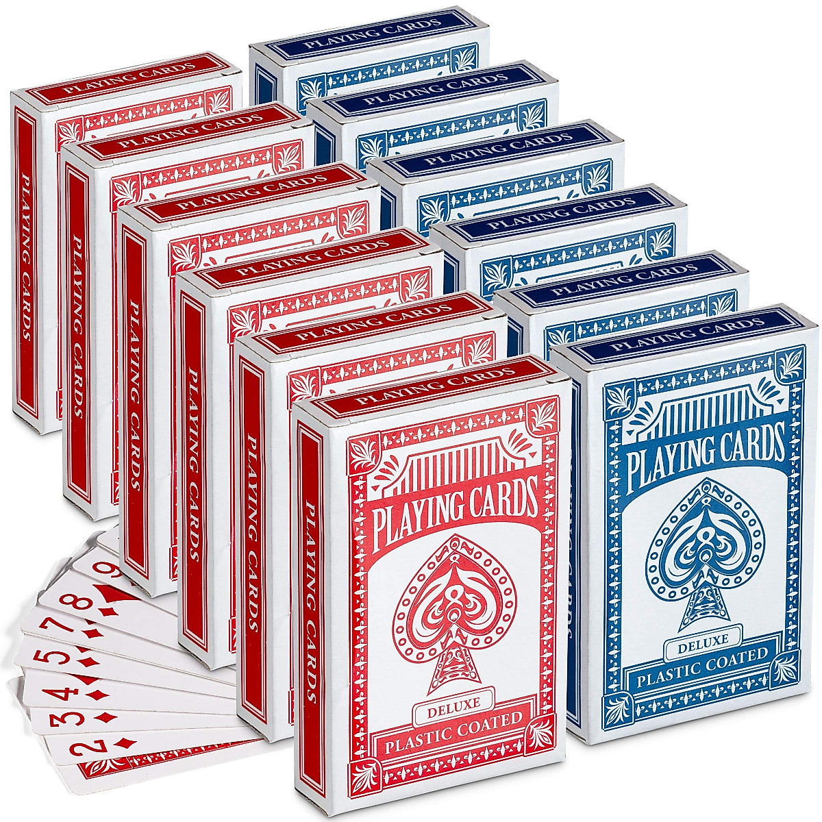 Playing Cards 12 Pack Bulk - 3.5 Inch x 2.25 Inch Decks of Playing Cards, Small Travel Size, Bridge, Solitaire or Poker Cards or Novelty Gift Idea, Party Favor for Kids, Boys and Girls