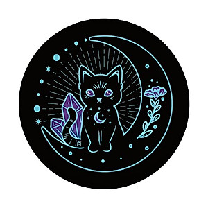 Mystical Witchy Black Cat Crystal Alchemy Pastel Goth Moon PopSockets Swappable PopGrip