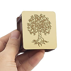 LUCCE Wooden Ring Box for Proposal Slim - Small Engagement Ring Box Wood - Golden Mirror Effect Tree of Life Pattern Rustic Wedding Decorations for Ceremony, Jewelry Box - Wooden Storage Box with Ring Bearer and Perfect for Proposal, Wedding, Ceremony, En