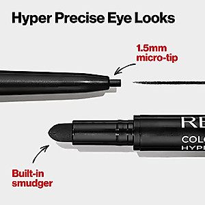 Revlon Gel Eyeliner, ColorStay Micro Hyper Precision Eye Makeup with Built-in Smudger, Waterproof, Longwearing with Micro Precision Tip, 214 Black, 0.01 Oz