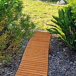 Worth Garden 9 ft. Wooden Garden Pathway - 17 in. W Roll Out Straight Walkway for Outdoor Patios, Gardens, Yard, Beach Boardwalks, Wedding Party - Decorative Wood Path - Metal Wire Connection