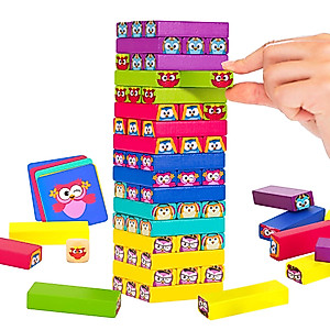 Wooden Toys Tumbling Tower - Childrens Toys Ages 3-9 Years Old - Toddlers/Kids Games Colourful Building Blocks - Fun Educational Games for Cognitive & Fine Motor Skills