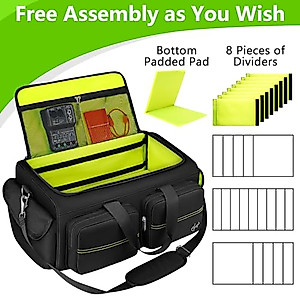 SNIGJAT DJ Bag, Large Capacity DJ Cable Bag with 6 Pockets for Extension Cords, Mics, Pedals, Cable Bag for Musicians, DJ Equipment Gig Bag with Padded Shoulder Strap, Green