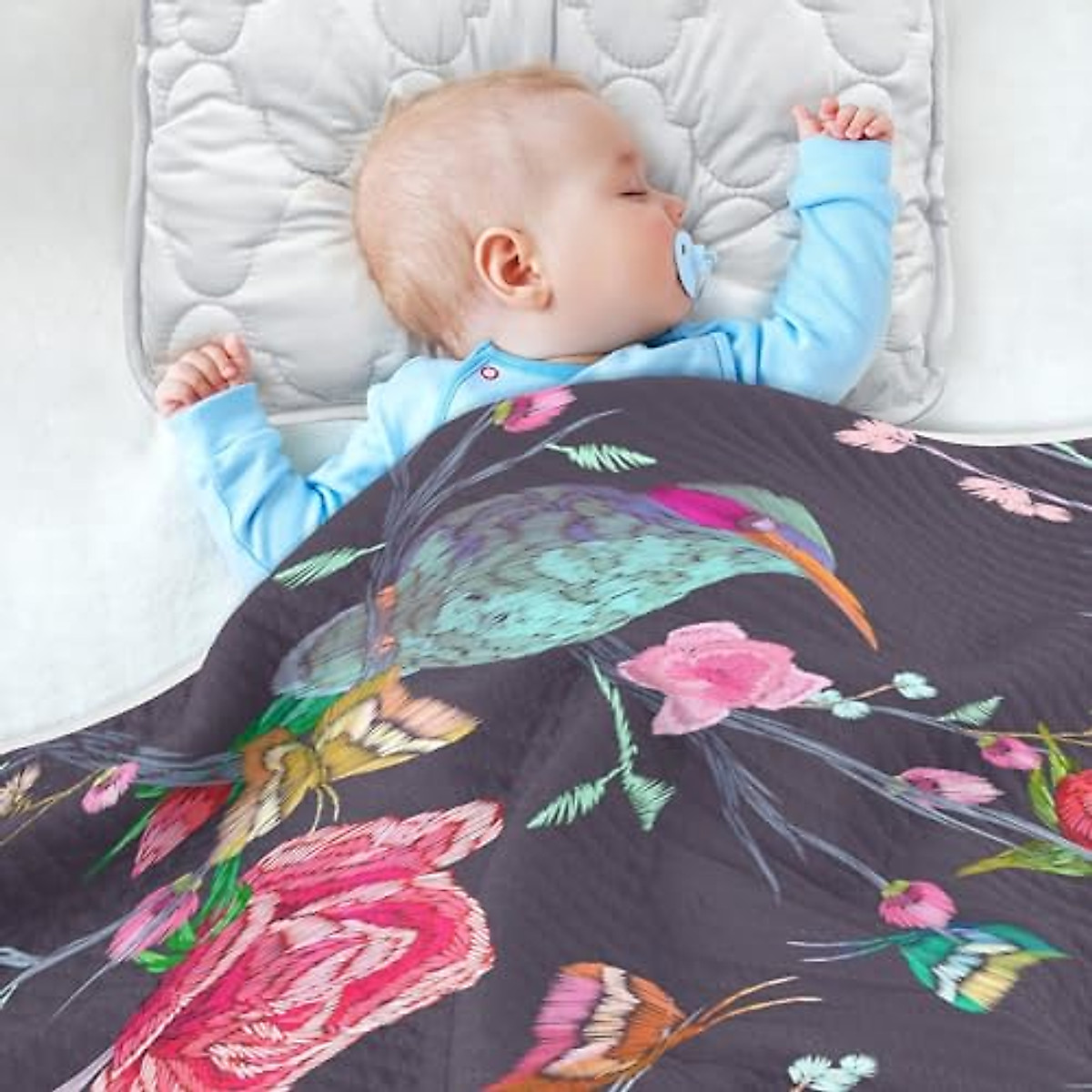 Kigai Floral Bird Pattern Baby Blanket for Boys Girls, Swaddle Blankets Soft Cozy Nursery Receiving Blankets Travel Blanket Throw Blankets for Toddler Newborn, 30 x 40 Inch