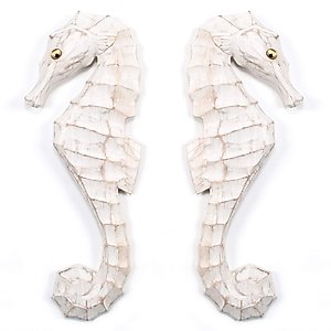 T.I. Design Coastal Seahorses Pair White Wash Wall Art