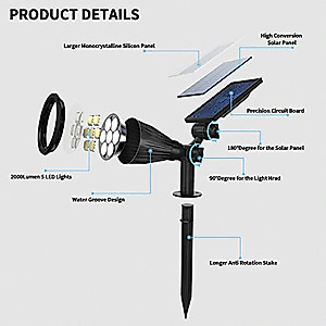 HELLYMOON Smart Solar Spot Lights Outdoor - APP Control, 2-in-1 RGB Wall/Ground Flag Pole Light Solar Landscape Spotlight, 180° Adjustable IP65 Waterproof Security Light for Pathway Garden(2 Pack)