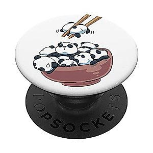 Japanese Panda Bears Ramen Noodle Bowl PopSockets PopGrip: Swappable Grip for Phones & Tablets