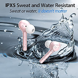 YHT Earbuds Wireless Bluetooth 5.3 Ear Buds 4-Mics Clear Calls ENC Noise Cancelling Earphones 30H Playtime Deep Bass Ear Buds Waterproof Sports Earbud & in-Ear Headphones for iPhone Android (Pink)