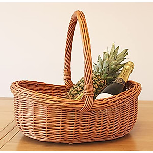 Prestige Wicker Willow Basket with Handle, Natural, 43x36x35 cm