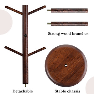 Patelai Coffee Mug Tree with 6 Hooks Wood Mug Holder Tree Mug Stand Hanger Kitchen Coffee Mug Tree Countertop Tea Cups Holder Stand 14 Inch Removable Mug Stands(Brown)