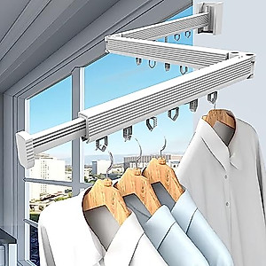 Clothes Drying Racks for Laundry, Clothes Drying Rack Foldable, Collapsible Clothes Drying Rack, Hanging Racks for Clothes, Wall Mounted, Tri Folding, Space Saver