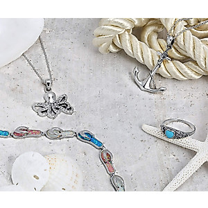 Nautical Starfish Stabilized Turquoise Heart Band Ring For Women For Teen Oxidized Sterling Silver December Birthstone