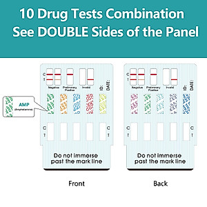 Easy@Home 10 Panel Instant Drug Test Kits - Testing Marijuana (THC), Opiate(OPI 2000), Cocaine(COC), AMP, BAR, BZO, MDMA, MET, MTD, PCP - Urine Dip Drug Testing -#EDOAP-3104-2 Pack