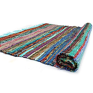 Handmade Braided Chindi Rug, Rag Rug, Area Rug, Carpet Rug, 3x5 Foot, 4x6 Foot, 5x7 Foot, Multi Color Rug (3x5 Ft (36x60 Inch))