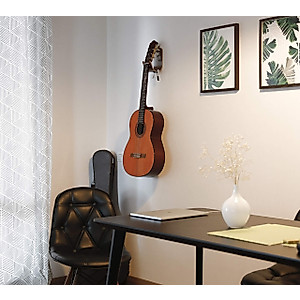 Belfi Design Plywood Guitar Wall Mount Holder with pick slot on top, Modern and unique Guitar Hanger for Bass Acoustic Electric Guitars Ukulele Folk Violin Mandolin Banjo skateboard Stand