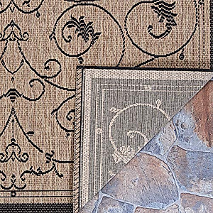 Couristan Recife Veranda 5-Feet 3-Inch by 7-Feet 6-Inch Rug, Cocoa and Black