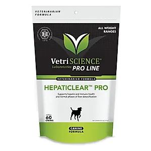 VetriScience HepatiClear Pro - Liver Health Supplement for Dogs - Supplement Supports Liver Function & Maintenance - Liver Support Formula Aids Immune System Balance - 60 Chews
